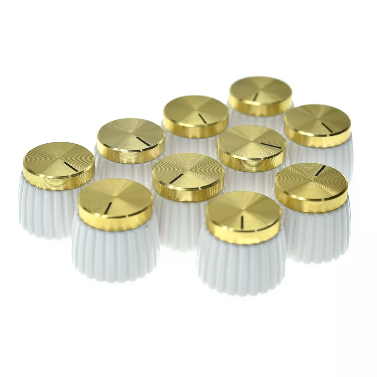 Marshall Amp Knobs - White with Gold Cap, Push-On (Set of 10) – Ploutone