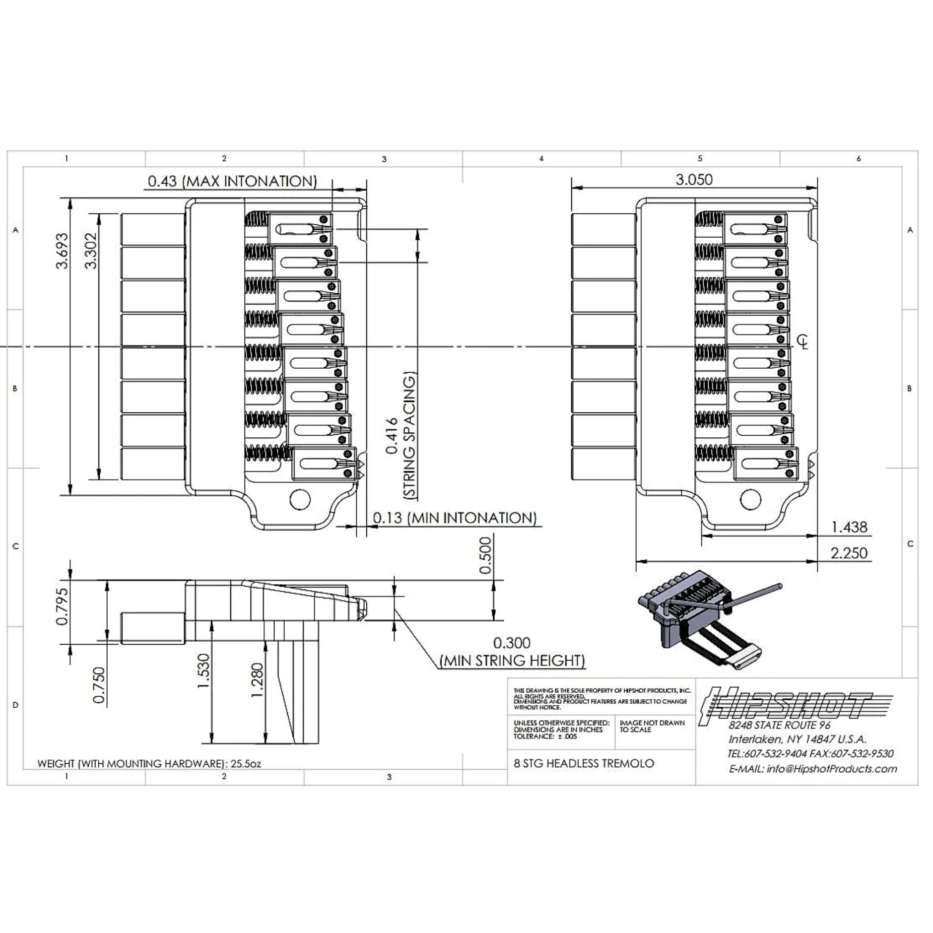 Hipshot 8-String Headless Tremolo | Ploutone
