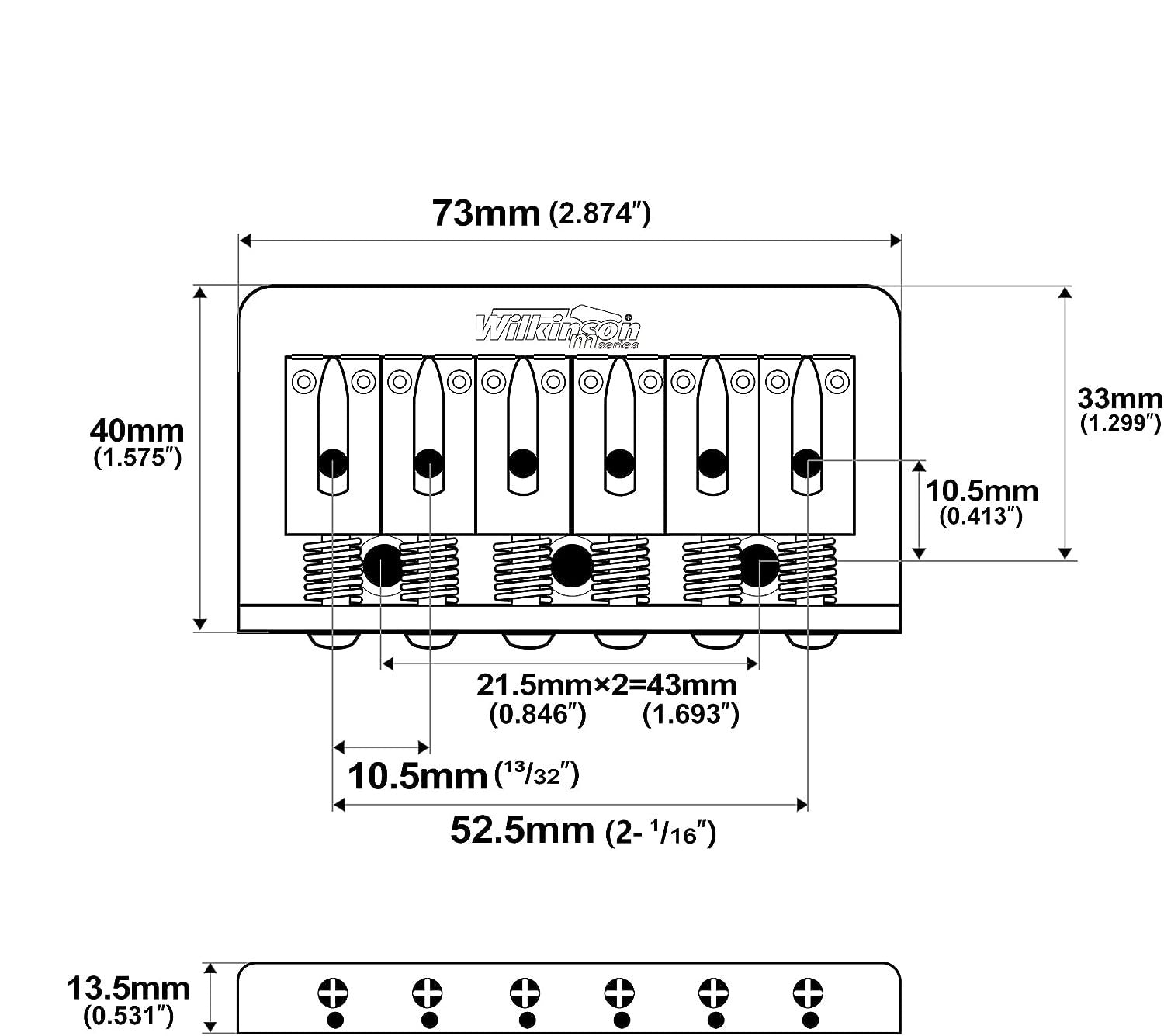 Wilkinson WOF01 Hardtail Bridge for Stratocasters | Ploutone