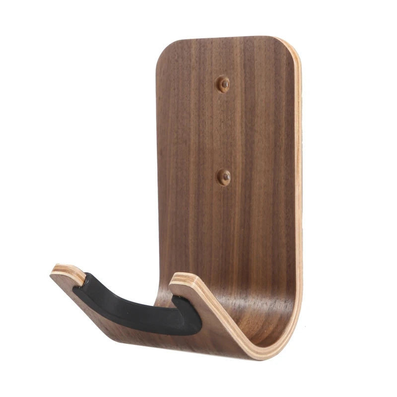Heavy Duty Guitar Hanger with Pick Storage - Real Wood & Leather | Ploutone