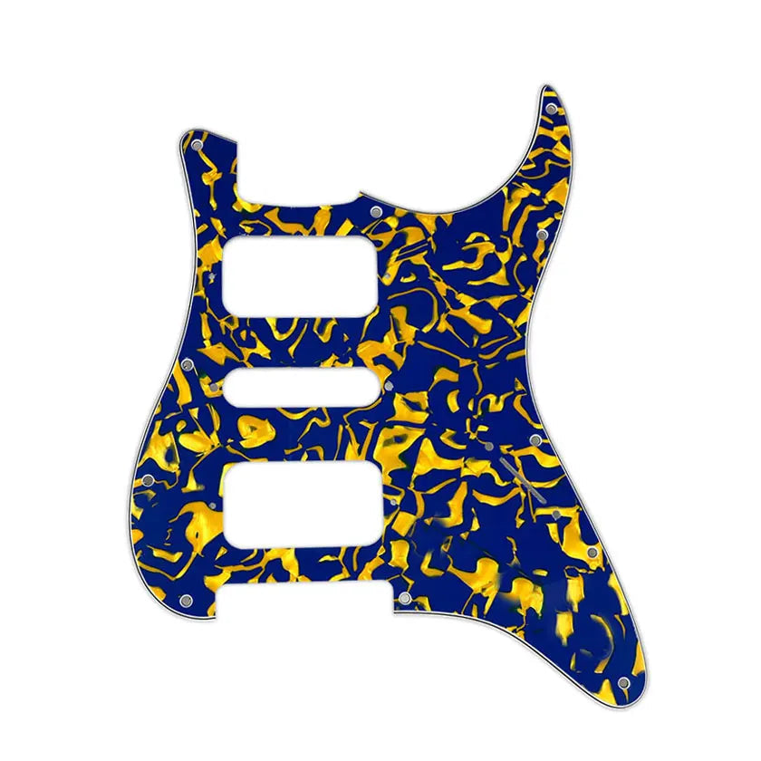 11-Hole HSH Strat Pickguard (No Control Holes) - 4-Ply Blue Pearl Shel ...