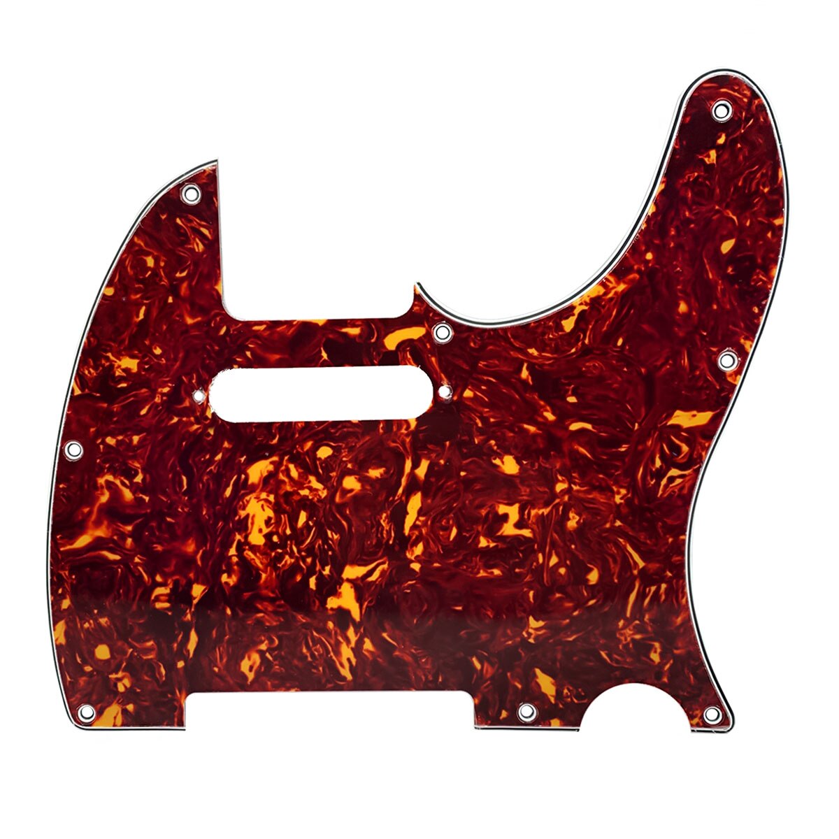 8-Hole Tele Pickguard - 4-Ply Red Tortoise Shell | Ploutone