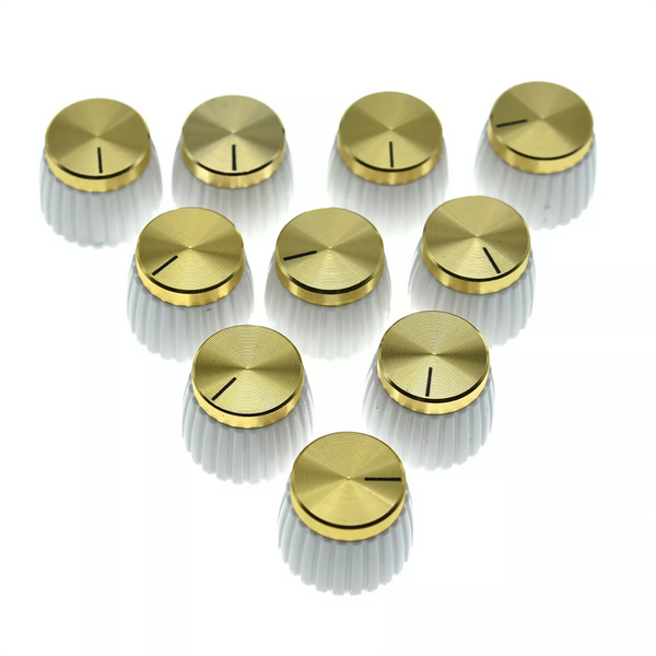 Marshall Amp Knobs - White with Gold Cap, Push-On (Set of 10) – Ploutone