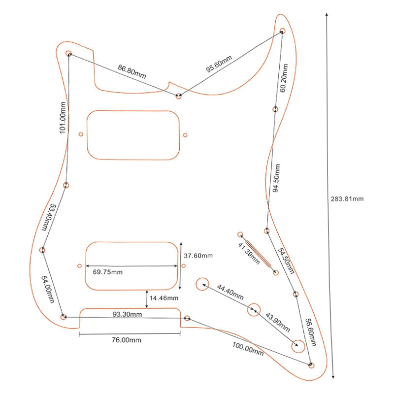 11-Hole HH Strat Pickguard (Round Corners, 3-Knobs) - 4-Ply Cream Pear ...