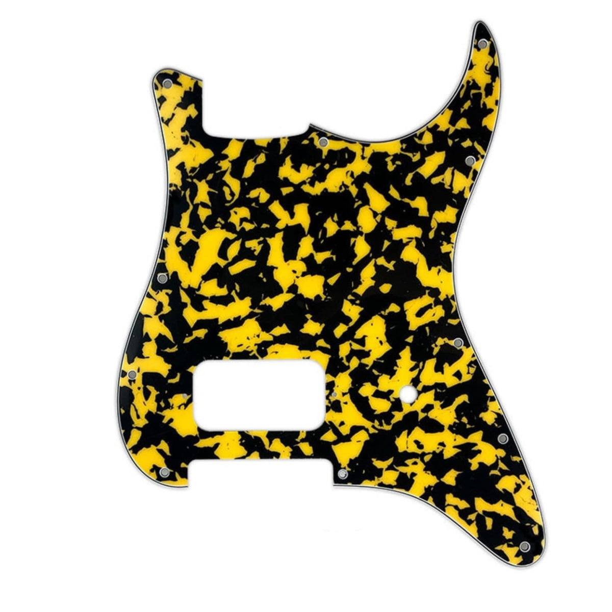 11-Hole Single Humbucker Strat Pickguard - 4-Ply Yellow Tortoise | Ploutone