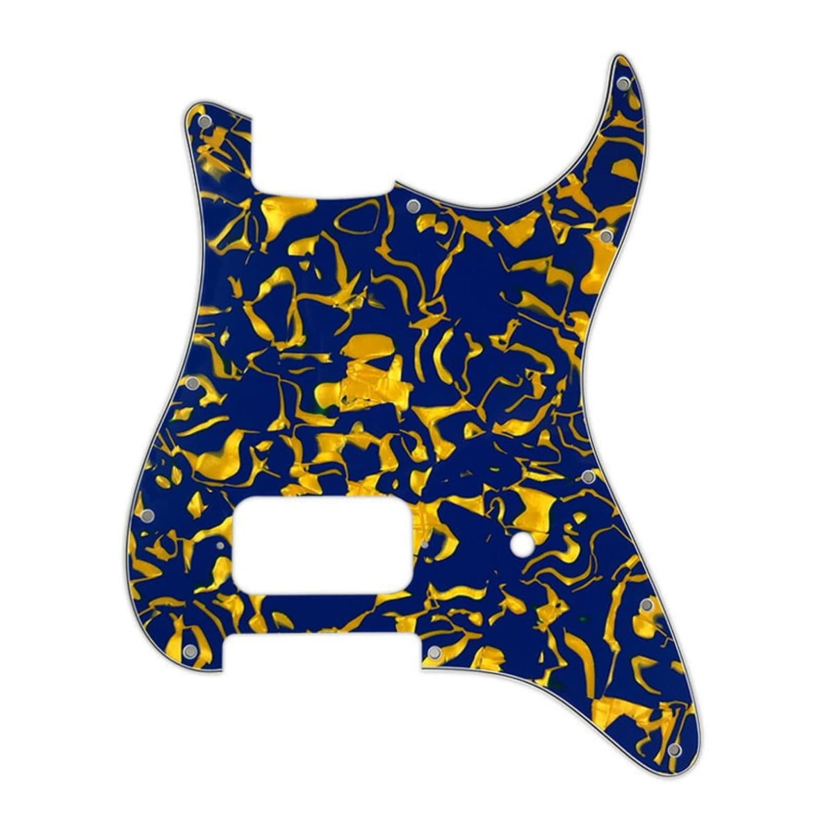 11-Hole Single Humbucker Strat Pickguard - Blue Pearl Shell | Ploutone