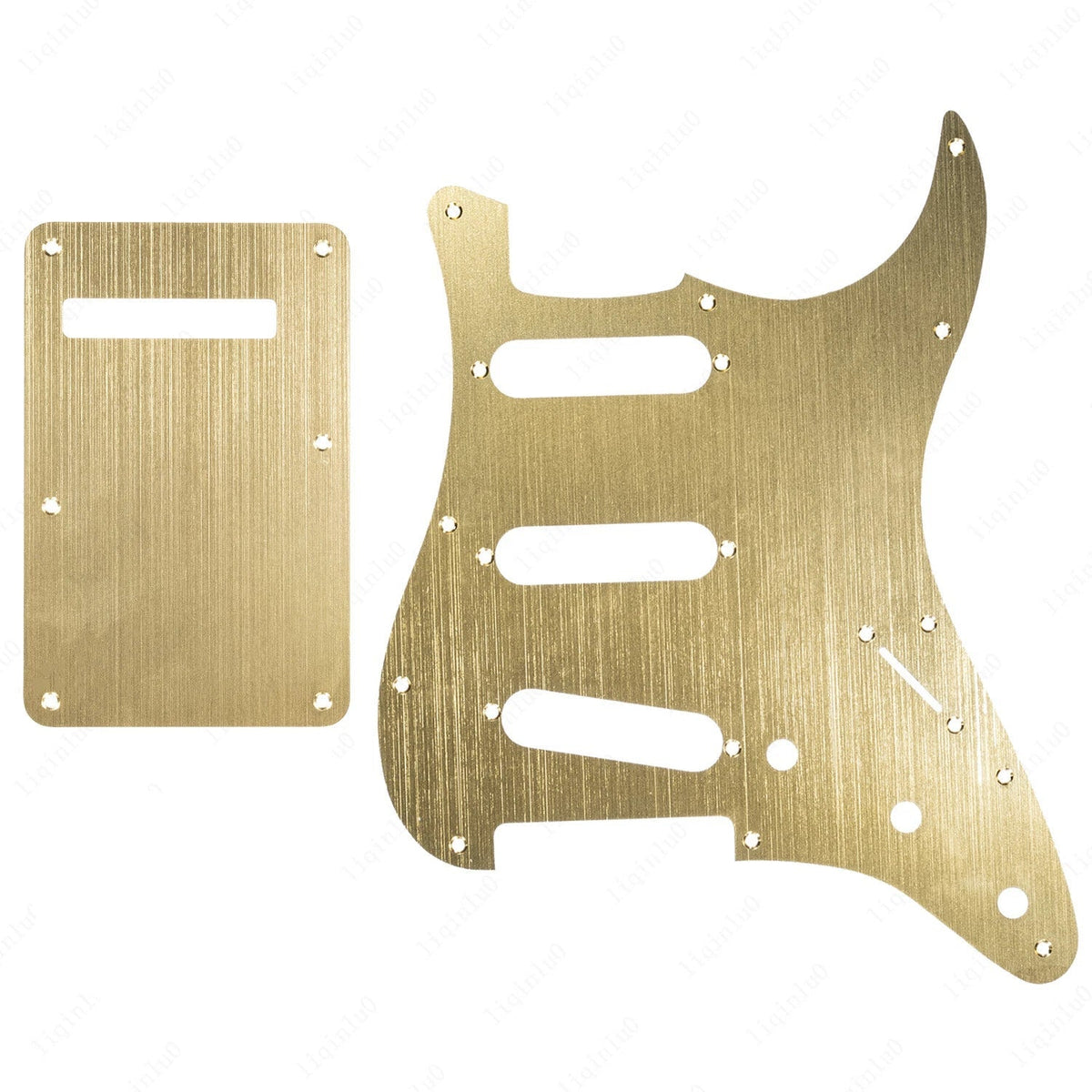 11-Hole SSS Metal Strat Pickguard and Matching Back Plate - Gold ...