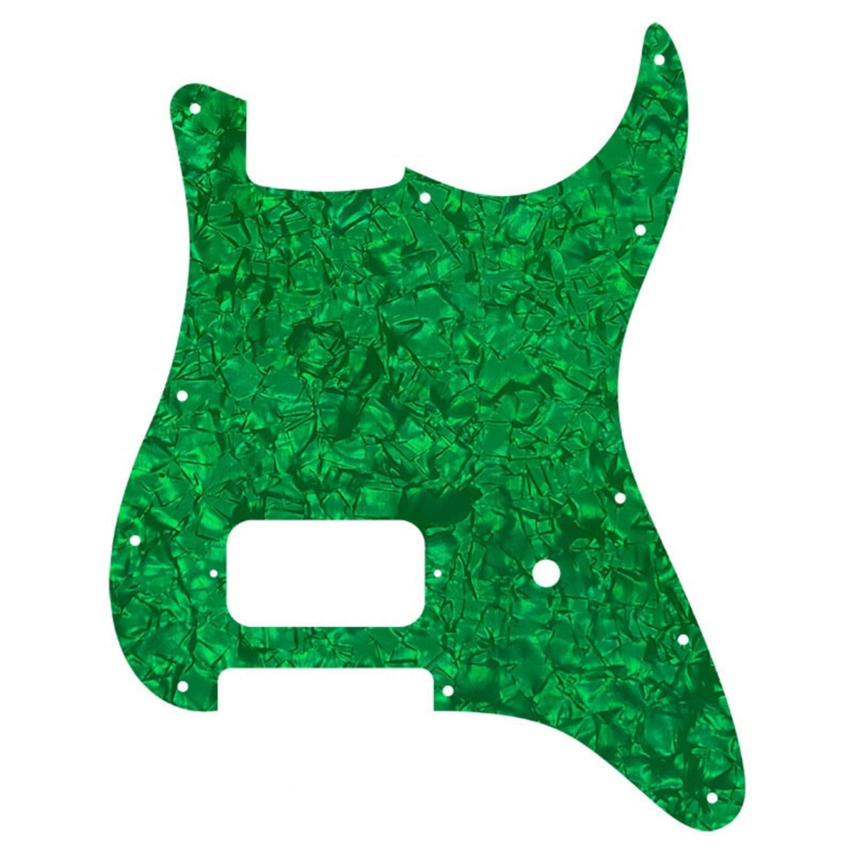 11-Hole Single Humbucker Strat Pickguard - 4-Ply Green Pearl | Ploutone