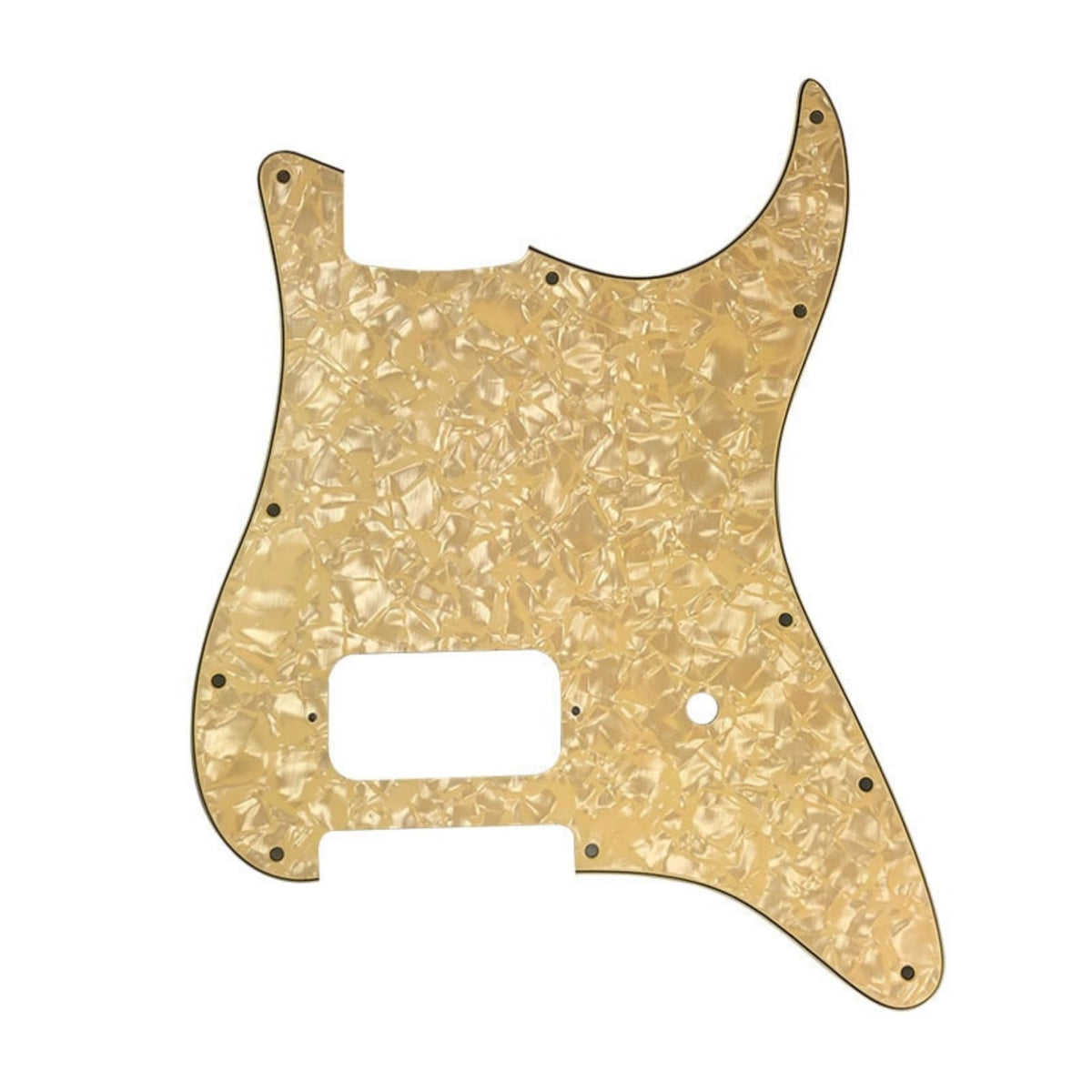 11-Hole Single Humbucker Strat Pickguard - 4-Ply Cream Pearl | Ploutone