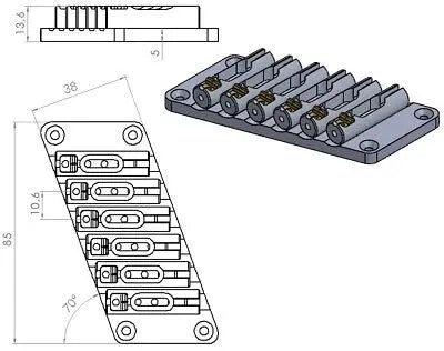 Nova Guitar Parts 6-String Fixed Multiscale Guitar Bridge | Ploutone