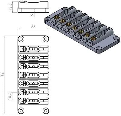 Nova Guitar Parts 7-String Fixed Guitar Bridge | Ploutone