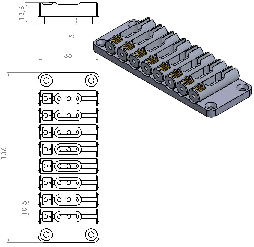 Nova Guitar Parts 8-String Fixed Bridge | Ploutone