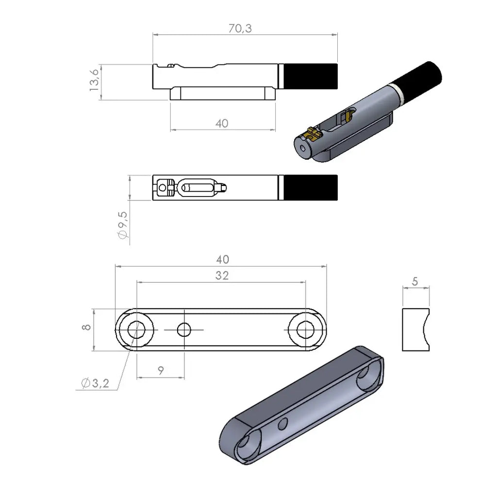 Nova Guitar Parts Single String Headless Guitar Bridge | Ploutone