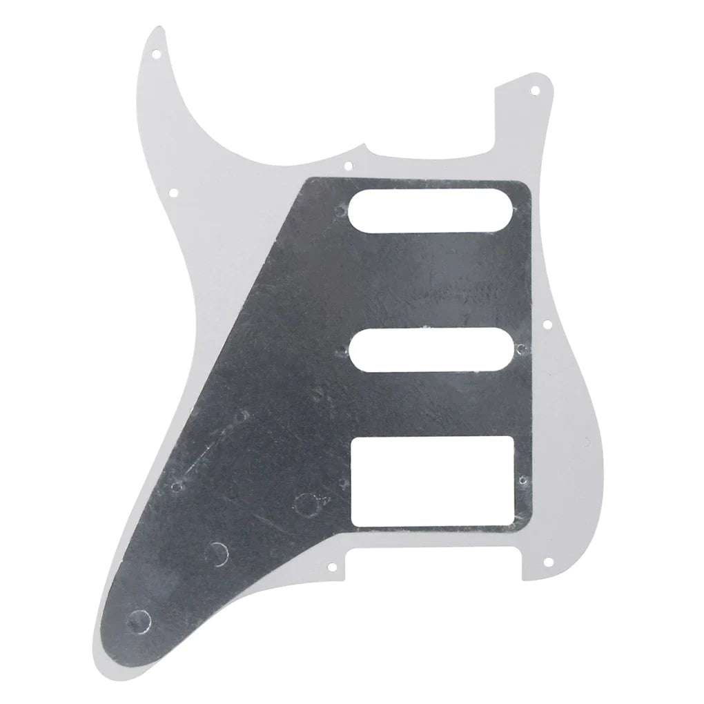 11-Hole HSS Pickguard and Matching Back Plate - 3-Ply Black | Ploutone
