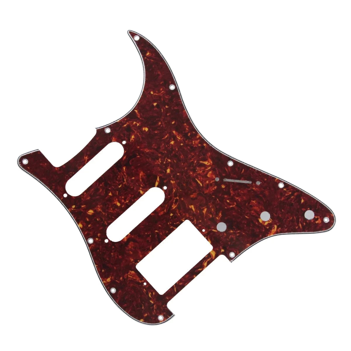 11-Hole HSS Strat Pickguard - 4-Ply Red Tortoise | Ploutone